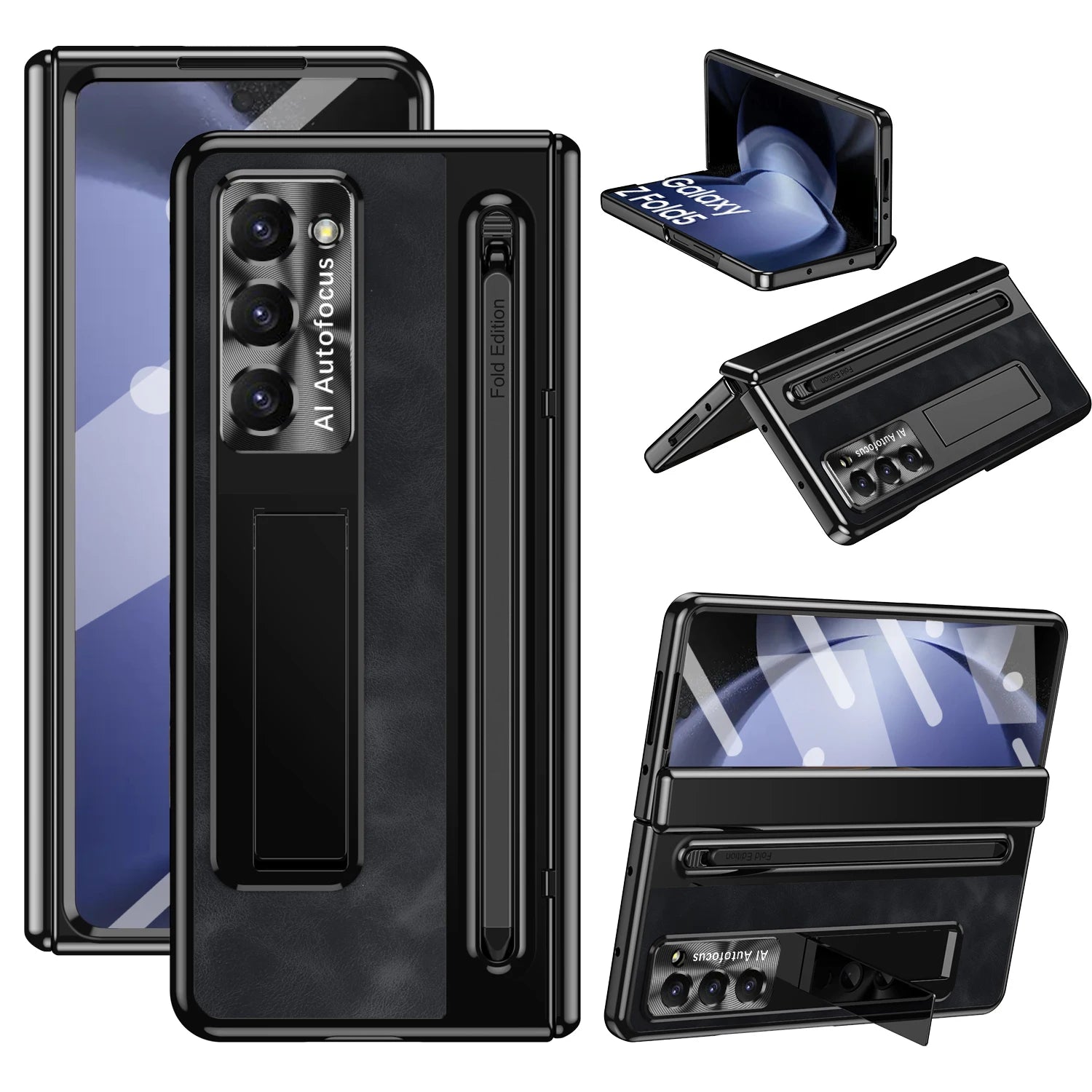 Shockproof Leather Case with Bracket & Touch Pen For Galaxy Z Fold 5 ...