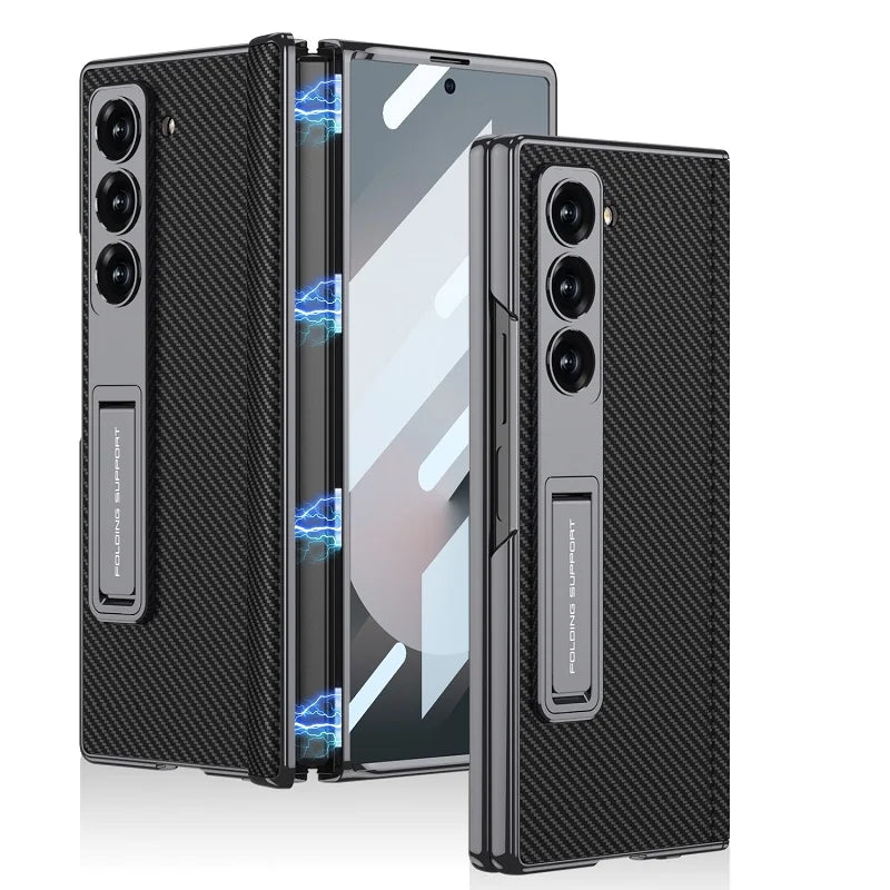 Leather Case with Stand & Magnetic Hinge For Samsung Galaxy Z Fold 6 ...